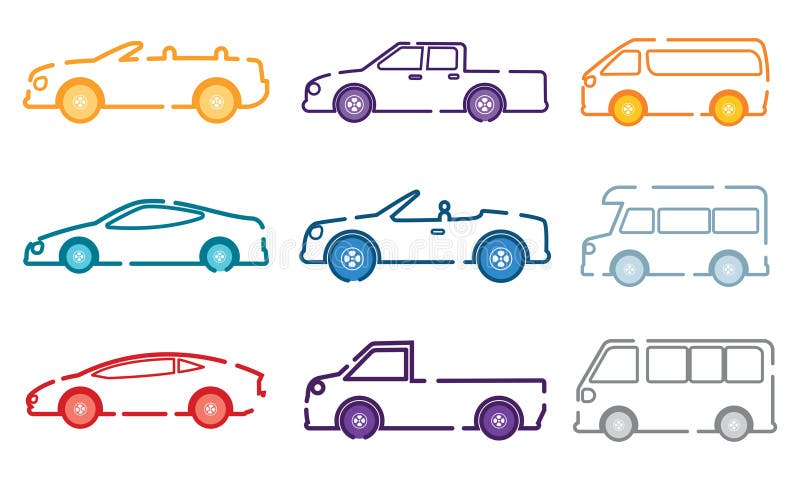 Set of Colored Cars Icons Vector Stock Vector - Illustration of colored ...