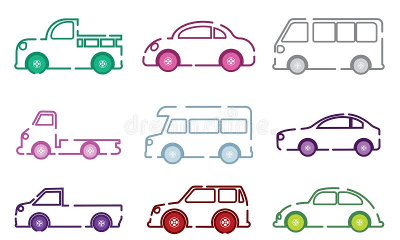Set of Colored Cars Icons Vector Stock Vector - Illustration of road ...