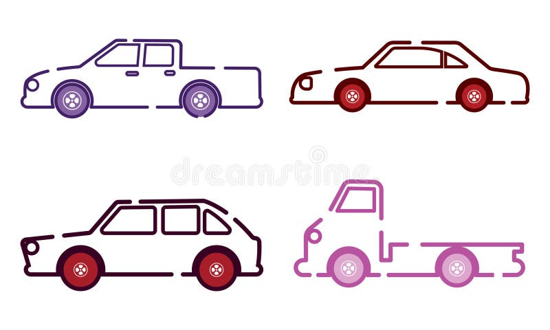 Set of Colored Cars Icons Vector Stock Vector - Illustration of road ...
