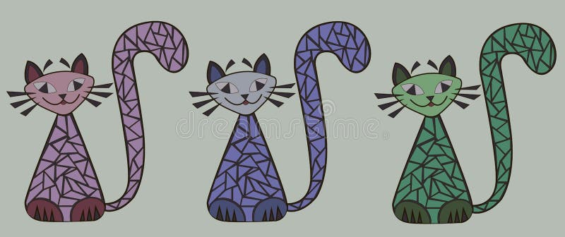 A Set of Colored Cartoon Cats. Vector Illustration Stock Illustration ...
