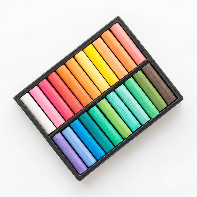 Colored Chalk Set on White Background Stock Illustration - Illustration ...