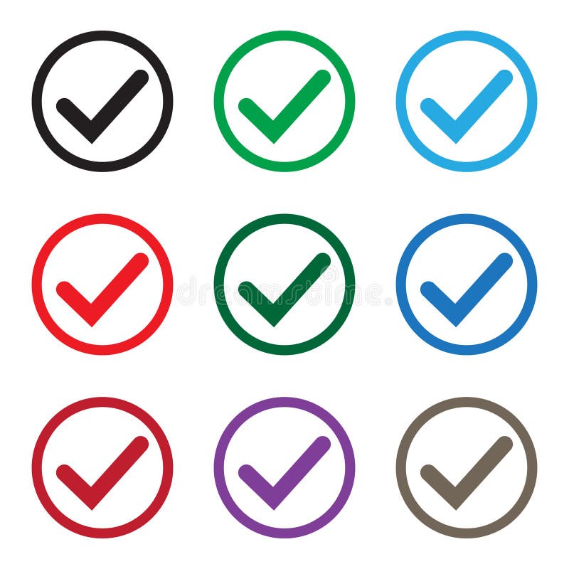 Set of Colored Check Mark Icons. Tick Symbol, Tick Icon Vector ... Set of Colored Check Mark Icons. Tick Symbol, Tick Icon Vector ...