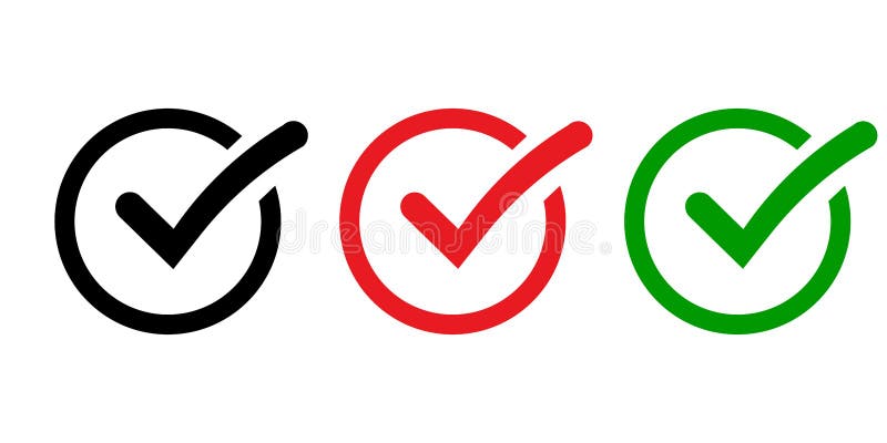 Set of Colored Check Mark Isolated on White Background. Symbol of Agree ...