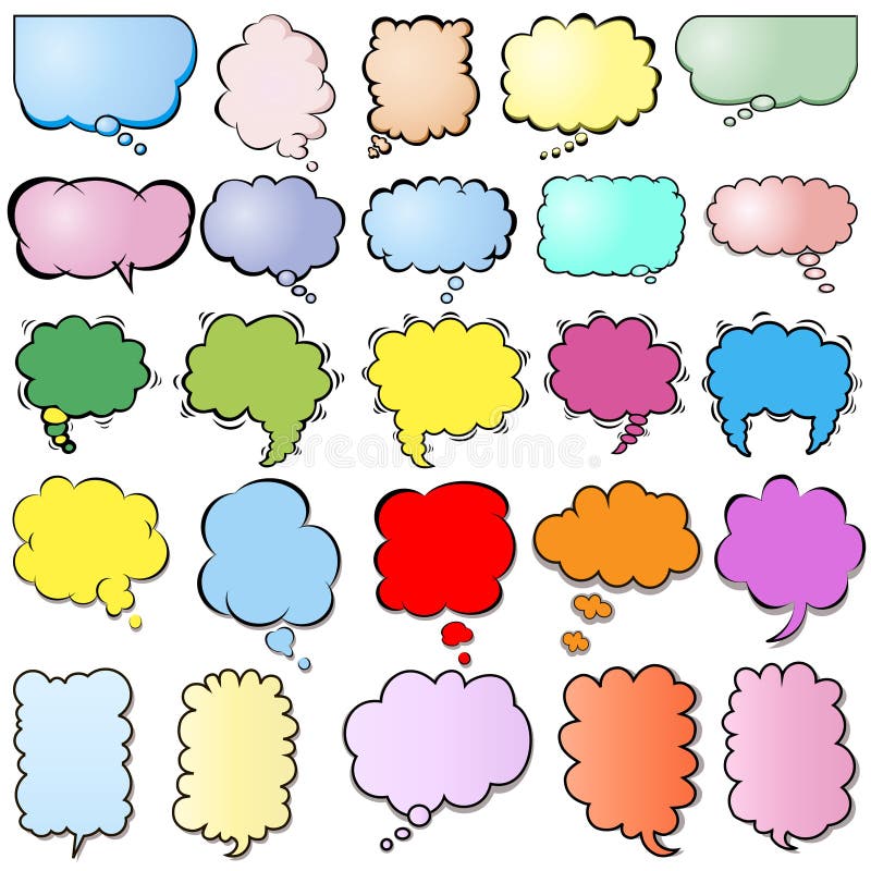 Set Of Colored Clouds For Text Stock Vector - Illustration of shape ...