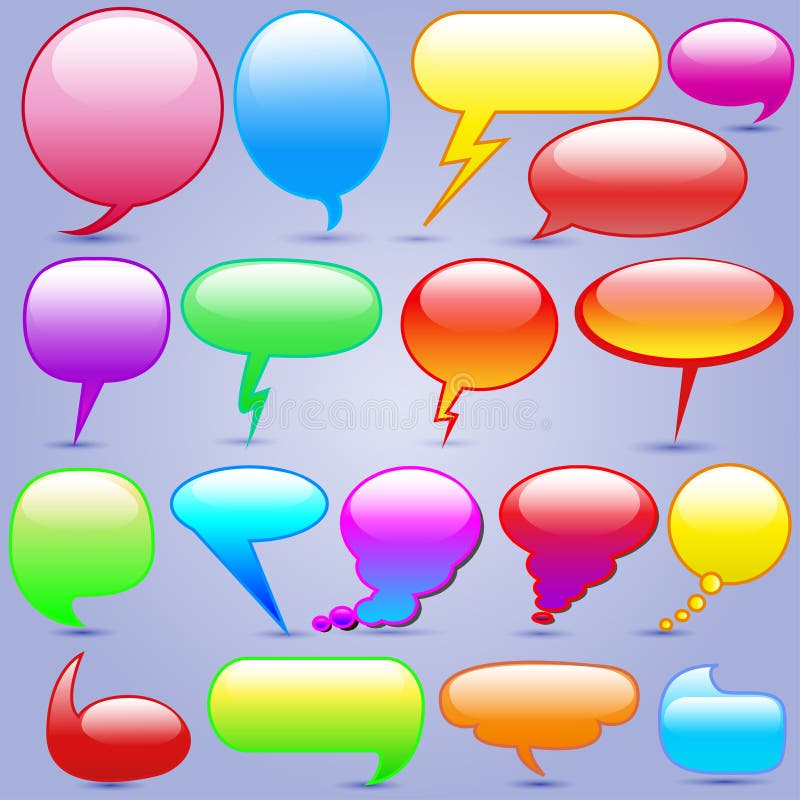 Set of Colored Clouds for Text Stock Vector - Illustration of think ...