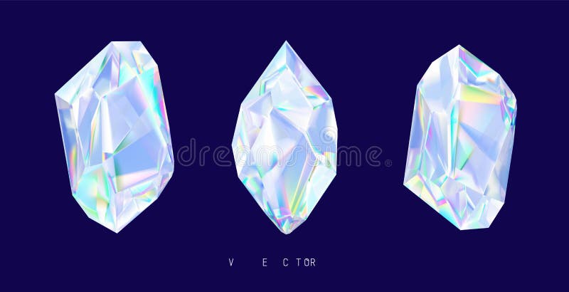 Set of Colored Crystals on a Dark Background. Stock Vector ...