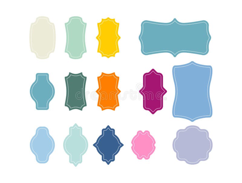 Set of Colored Curly Frames for Creative Design. Colored Filled Contour ...