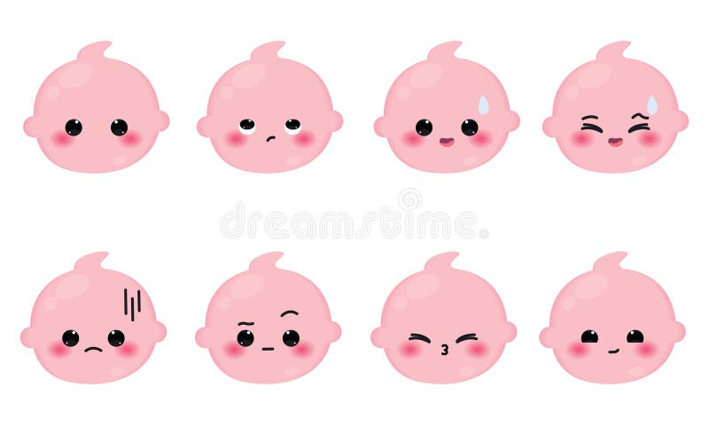 Set of Colored Cute Baby Emoji Icons Vector Stock Vector - Illustration ...