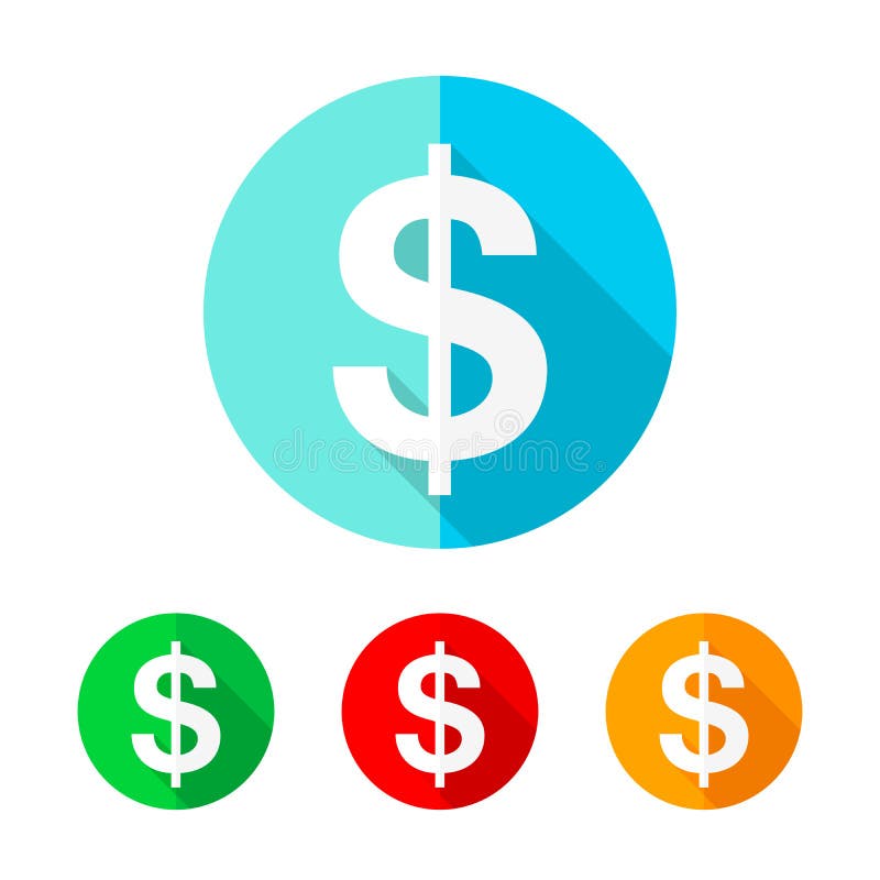 Set of Colored Dollar Icons. Vector Illustration. Stock Illustration ...