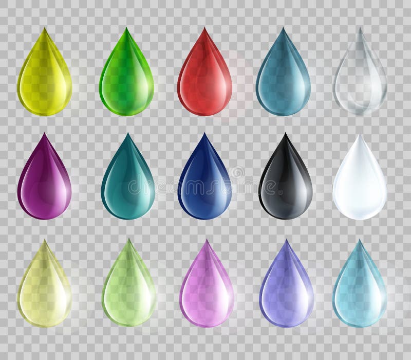 Set of Colored Drops. Isolated on a Transparent Background Stock Vector ...