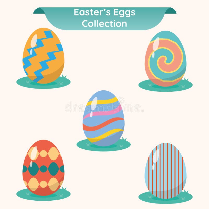 Set of Colored Easter Egg Icons Vector Stock Vector - Illustration of spring, pink: 275574799