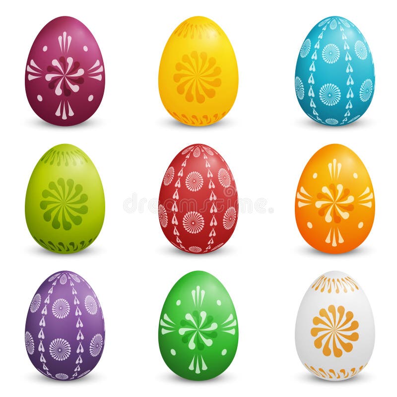 Colored Easter Eggs, Vector Set Stock Vector - Illustration of fresh ... Colored Easter Eggs, Vector Set Stock Vector - Illustration of fresh ...