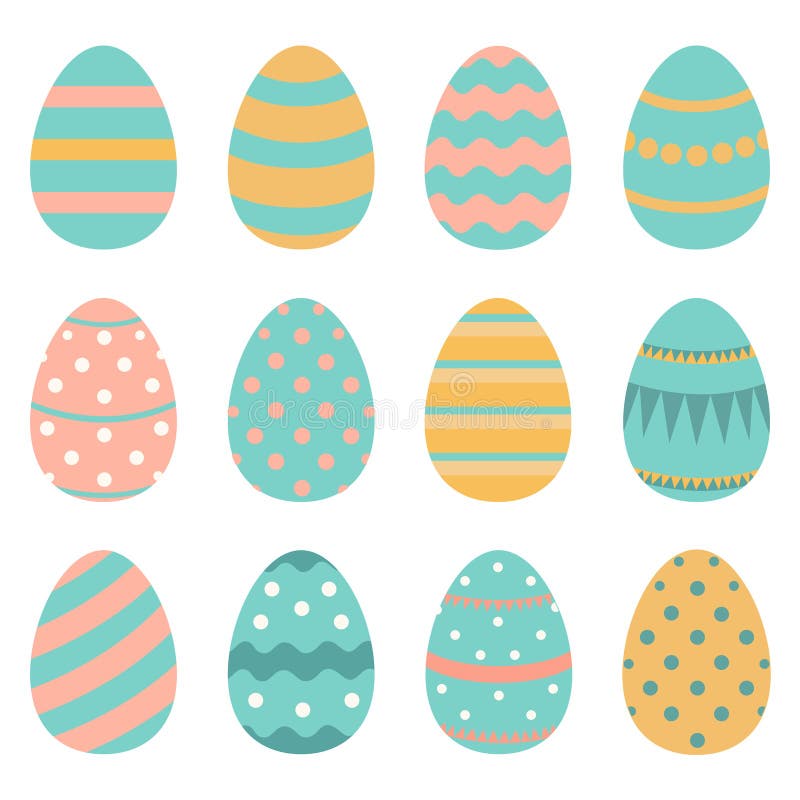 Set of colored Easter Eggs stock vector. Illustration of vector - 307927575