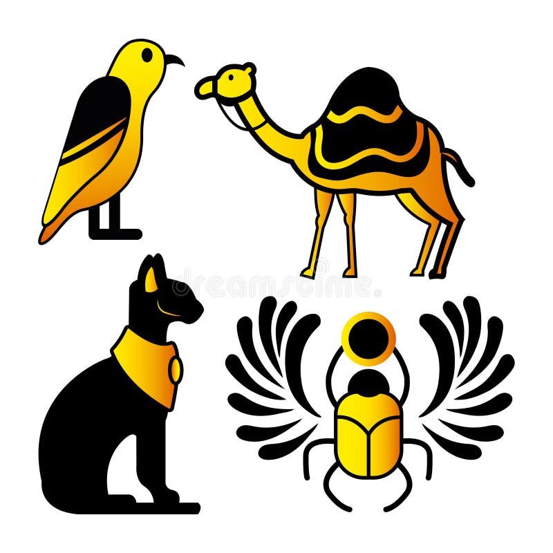 Set of Colored Egypt Icons Vector Stock Vector - Illustration of ...