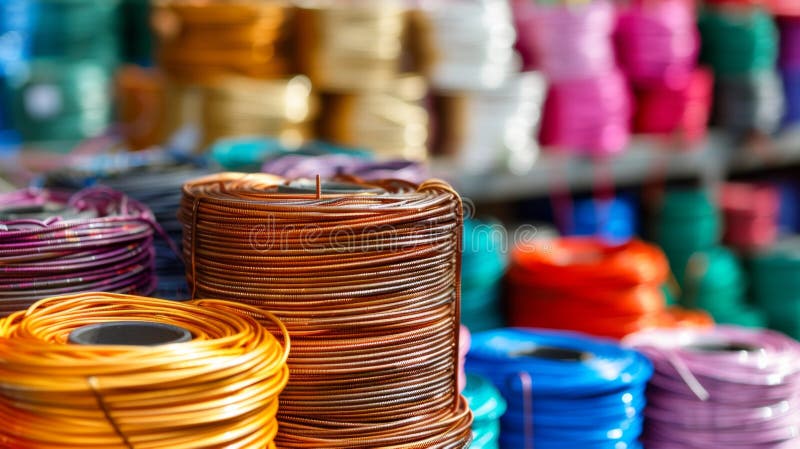 Set of Colored Electric Cable Stock Image - Image of industry ...