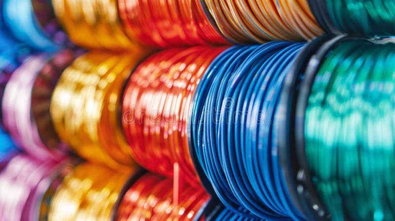 Set of Colored Electric Cable Stock Photo - Image of electrical, blue ...