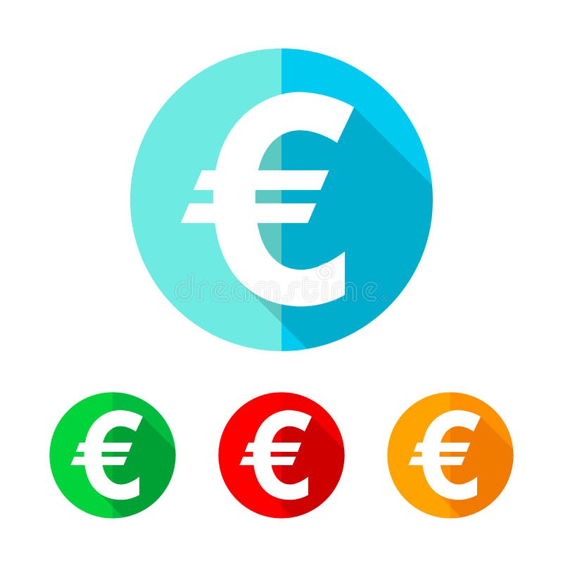 Set of Colored Euro Icons. Vector Illustration. Stock Illustration ...