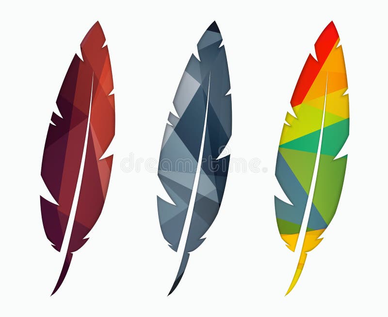 Logo Design with Bird Feather. Abstract Polygonal Element Stock Vector ...