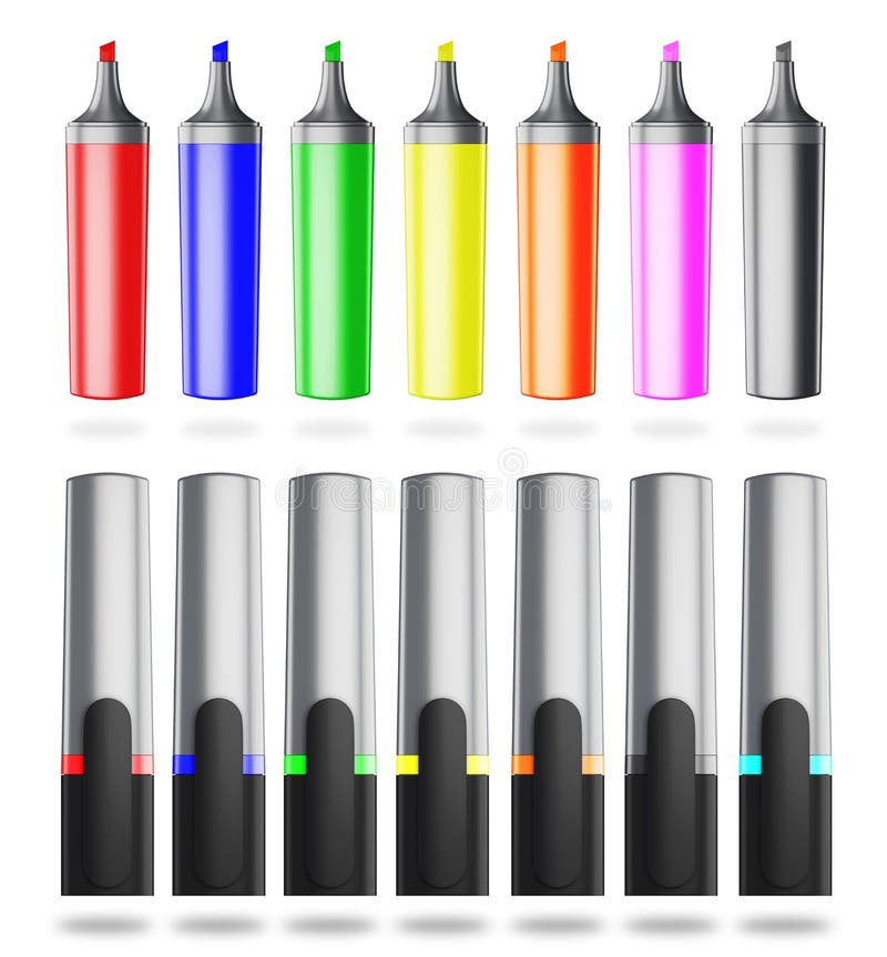 Set of Colored Felt-tip Pens on a White Background. Stock Illustration ...