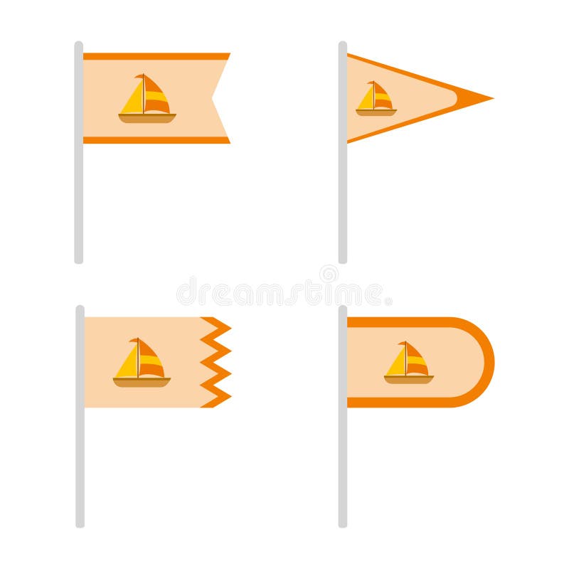 Set of Colored Flags with Sailboat Stock Vector - Illustration of decor ...