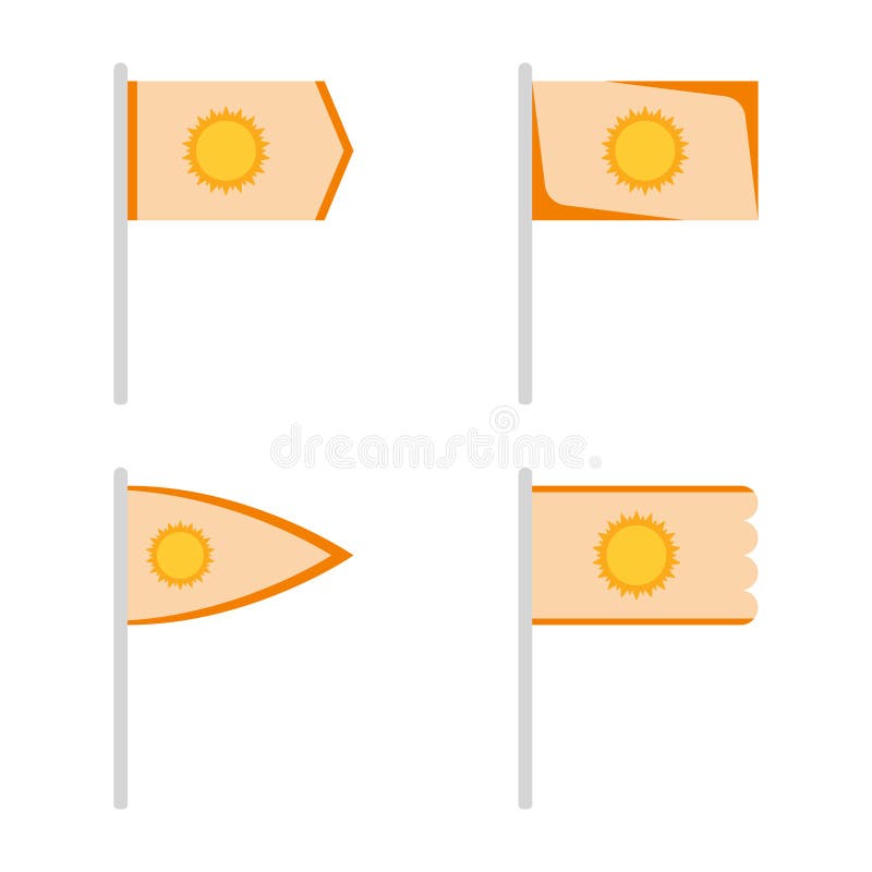 Set of Colored Flags with Sun Stock Vector - Illustration of decoration ...