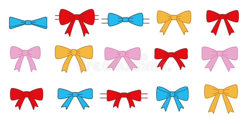 Set of Colored Flat Ribbon Bow Icons. Vector Illustration. Stock Vector ...
