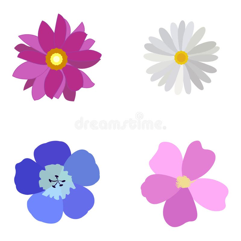 Set of colored flowers stock vector. Illustration of garden - 92322707