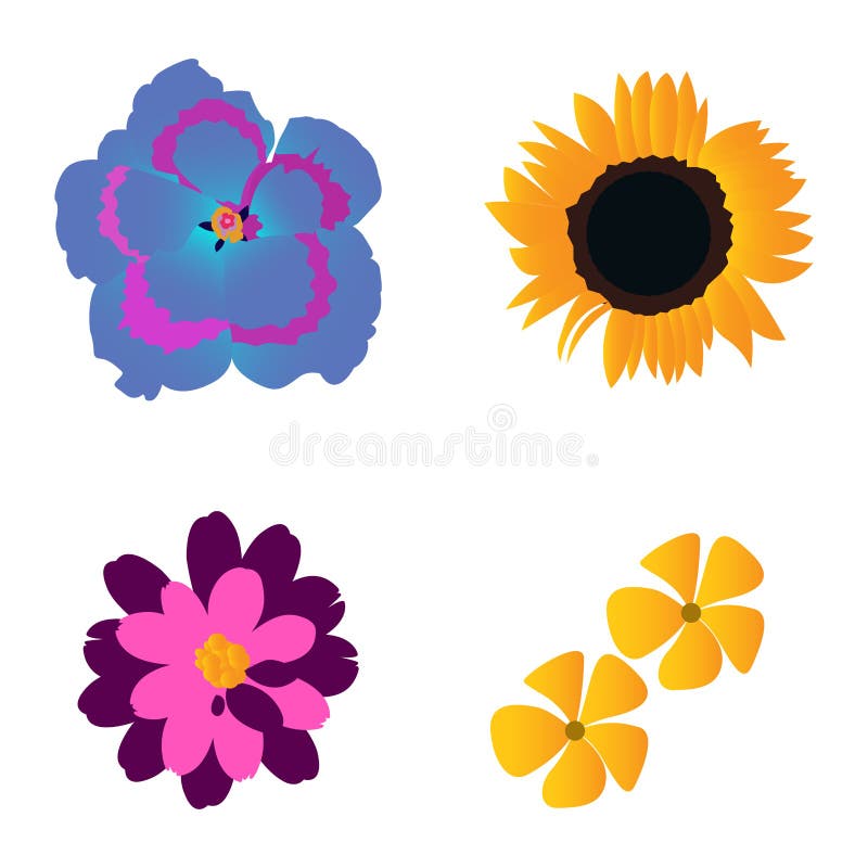 Set of colored flowers stock vector. Illustration of garden - 93980413