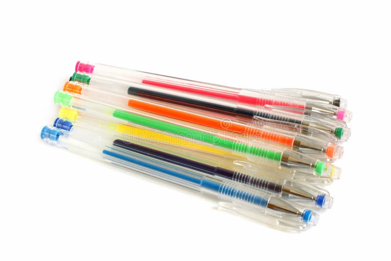 Set of colored gel pens stock image. Image of equipment - 21684729