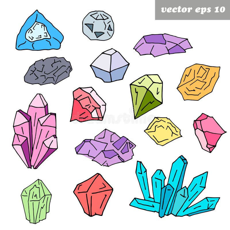 Set of colored gems stock illustration. Illustration of jewel - 101966513
