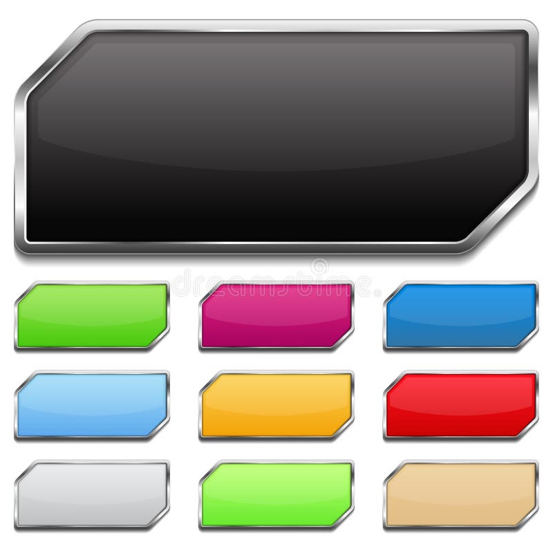 Glossy metal buttons stock vector. Illustration of chrome - 11535286