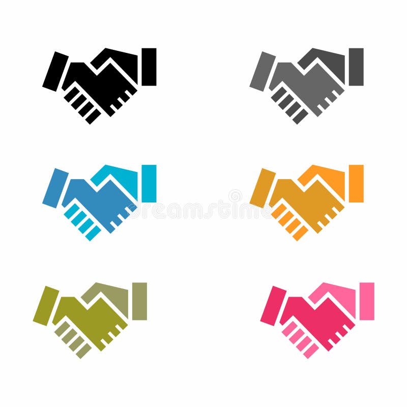 Set of Colored Handshake Symbols Stock Vector - Illustration of ...