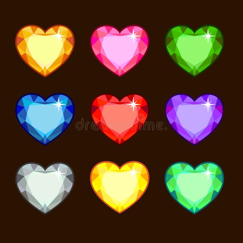 Set of colored hearts stock vector. Illustration of diamonds - 83894763
