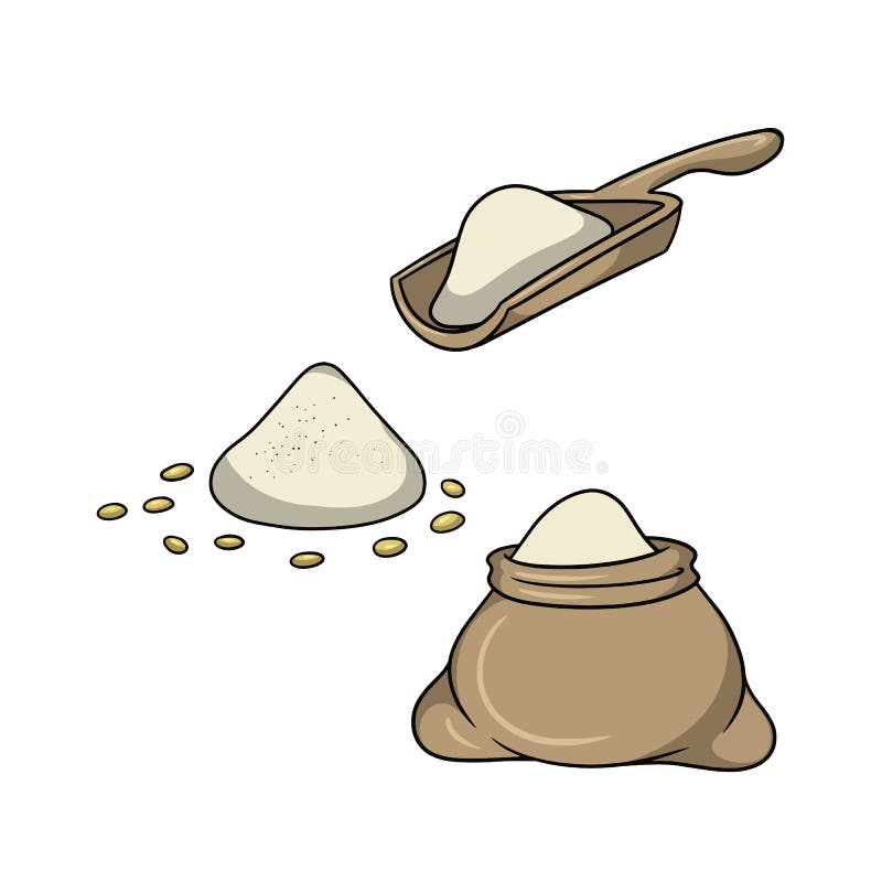 A Set of Colored Icons, Baking Bread, Grain, Flour, Vector Cartoon ...