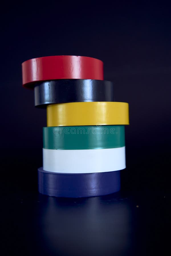 Set of Colored Insulating Tape on a Black Background Stock Image ...