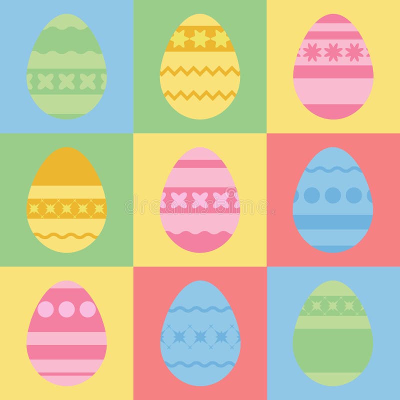 Set of Colored Isolated Easter Eggs on a Background of Squares. with an ...