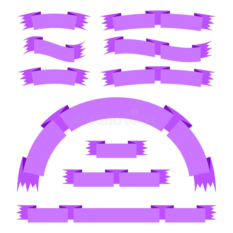 Set of Colored Isolated Long and Short Ribbon Banners on White ...