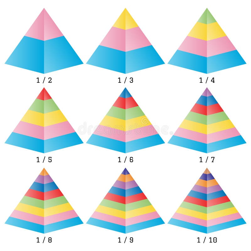 Set of Colored Isometry Volumetric Symmetrical Pyramid Charts. Vector ...