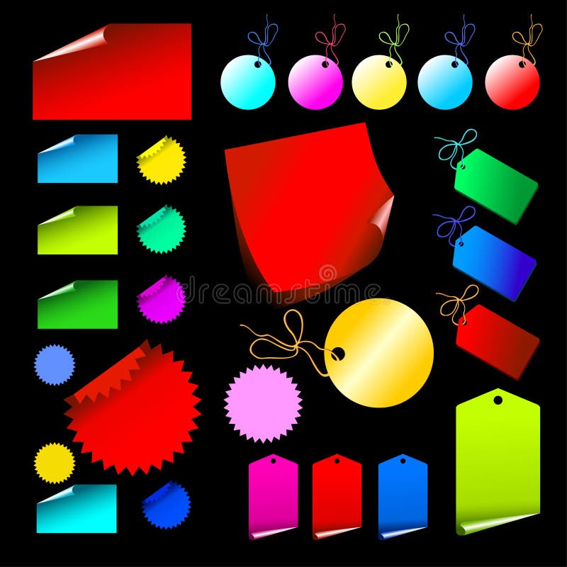 Set of colored labels stock vector. Illustration of ribbon - 5092195