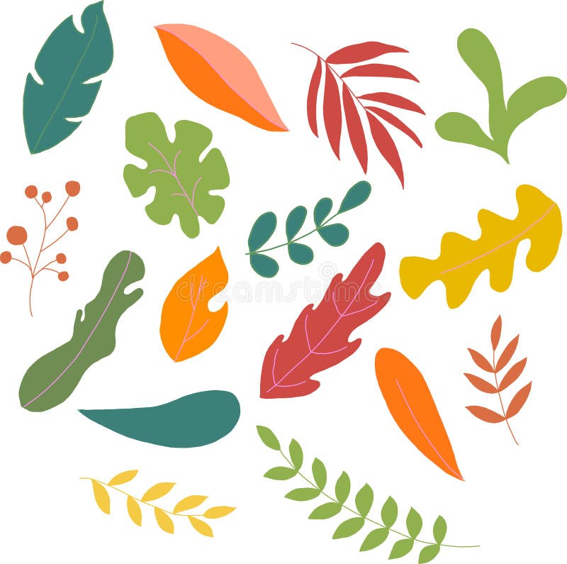 Set of Isolated Colored Leaves Stock Vector - Illustration of print ...