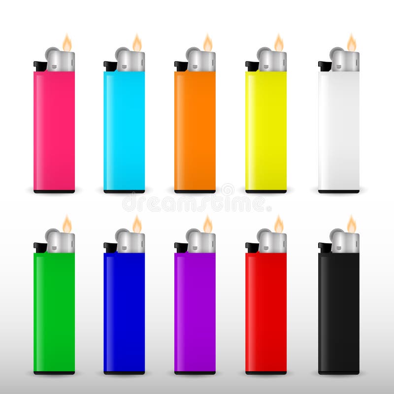Set of Colored Lighters. Flat Vector Illustration. Stock Vector ...
