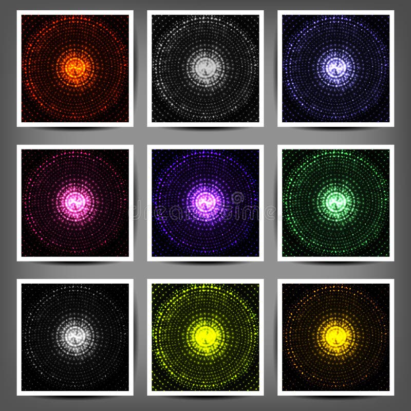 Set of Colored Luminous Halftone Banners. Stock Illustration ...