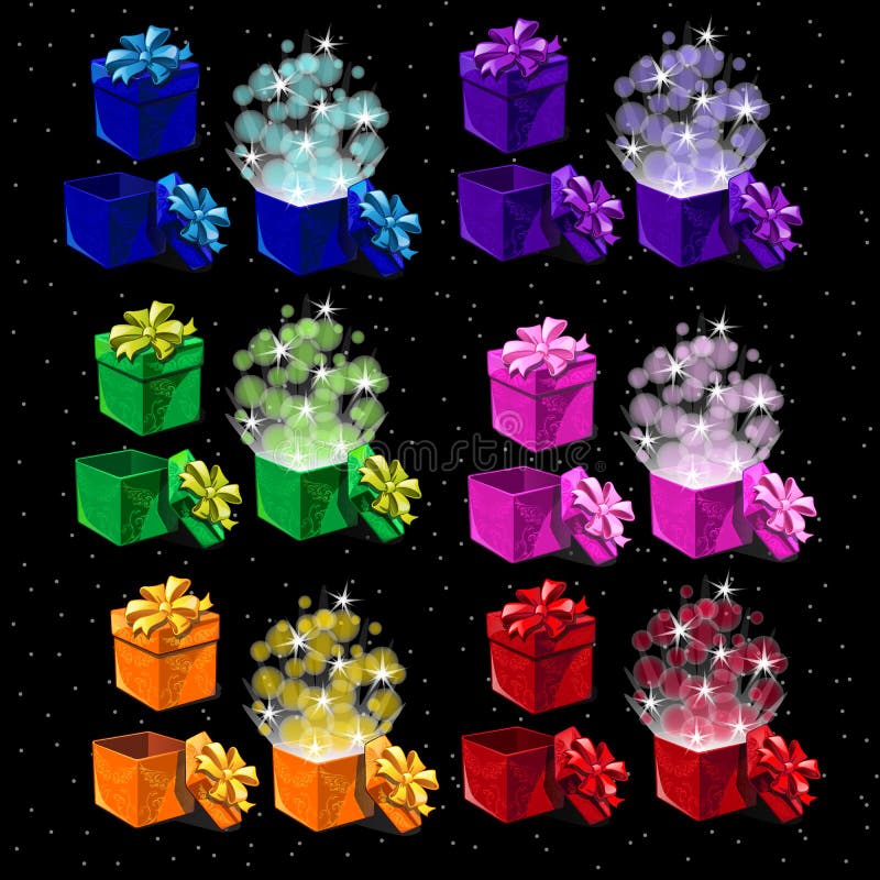 Set of Colored Magic Boxes for All Occasions Stock Vector ...