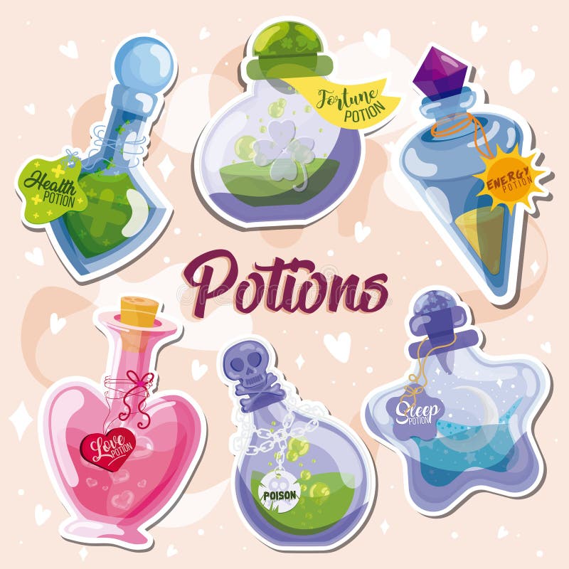 Set of Colored Magical Potion Elixirs Vector Stock Vector ...