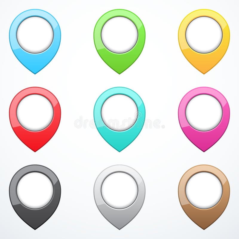 Set of colored map pins stock vector. Illustration of grey - 99992539