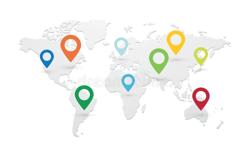 World Map Colored Map Pointers Stock Illustrations 40 World Map