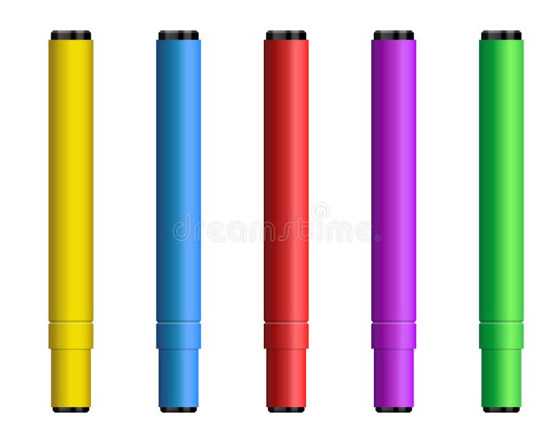 Set of Colored Markers Vector Illustration Stock Vector - Illustration ...