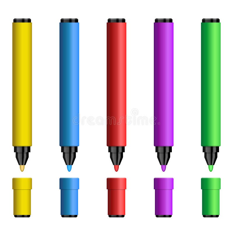 Set of Colored Markers Vector Illustration Stock Vector - Illustration ...