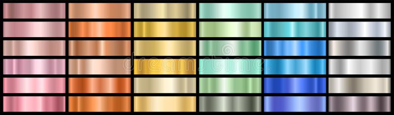 A Set of Colored Metallic Gradients on a Black Background. Stock Vector ...