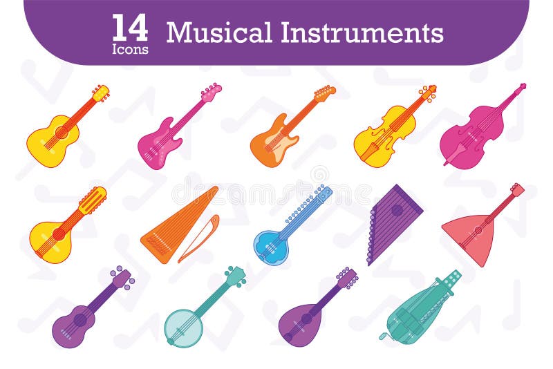 Set of Colored Musical Instruments Icons Vector Stock Vector ...